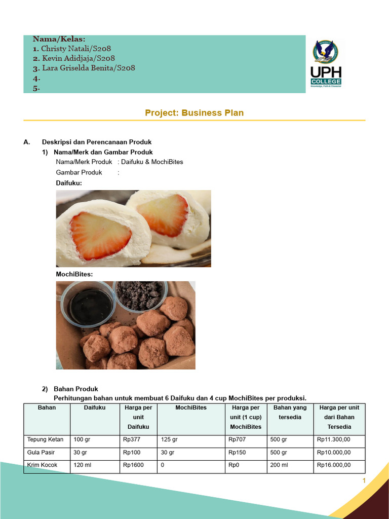Business Plan Project - Phase 2 (Worksheet) - DRAFT FINAL | PDF