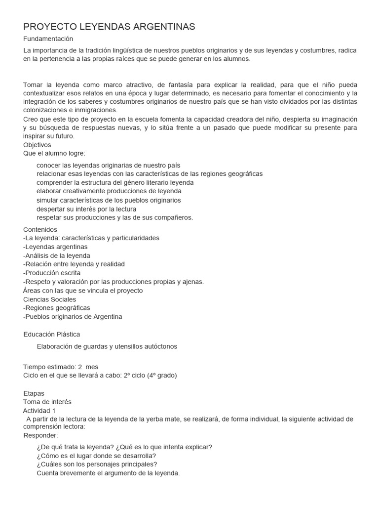 Leyendas Proyecto | PDF | Telar