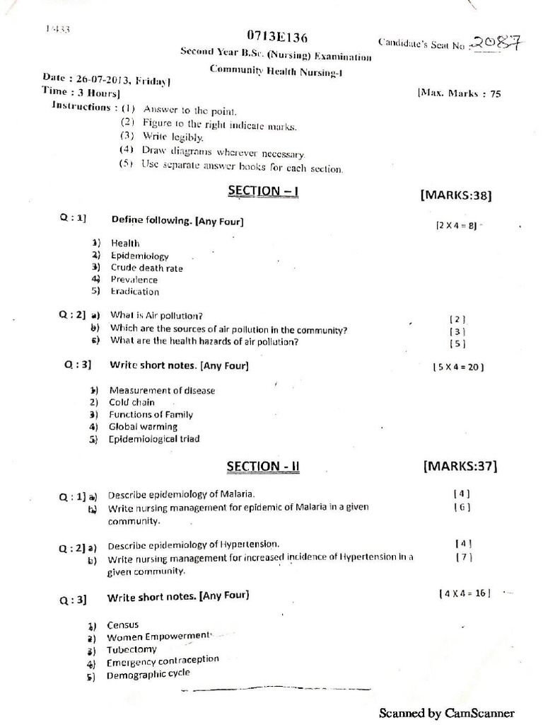 CHN 2 BSC Old Previous Question Paper (2013-2018) | PDF