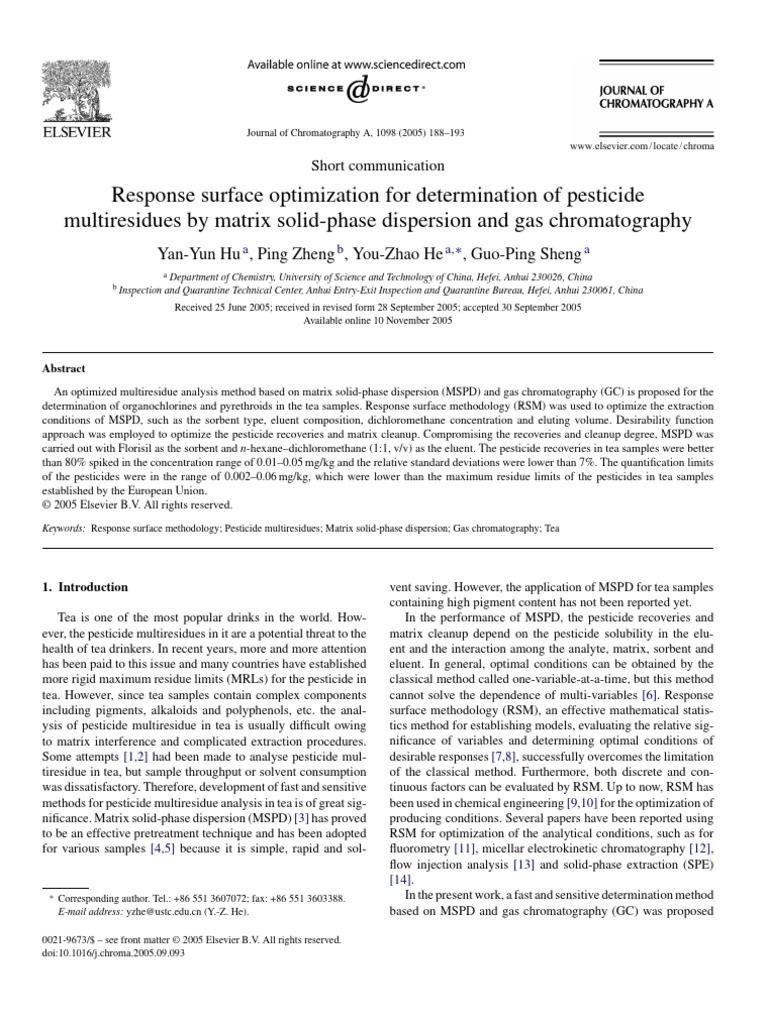 Organochlorine Pesticide 2 Atten. | PDF | Elution | Chromatography
