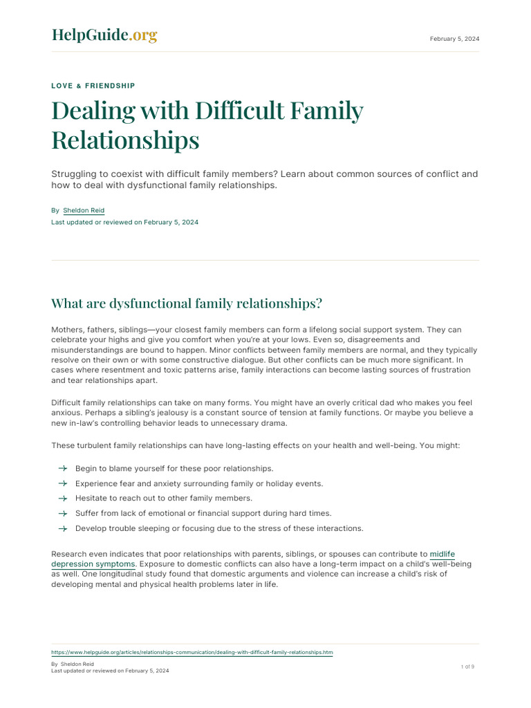 Dealing with Difficult Family Relationships | PDF | Sibling | Family