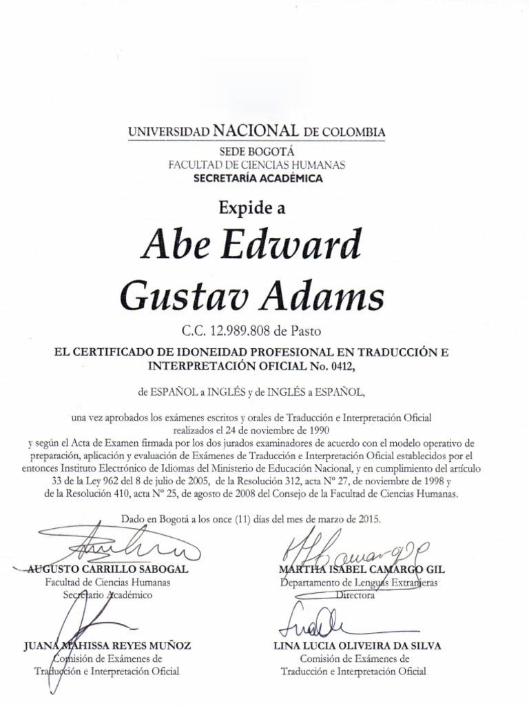 Licencia Adams Form | PDF