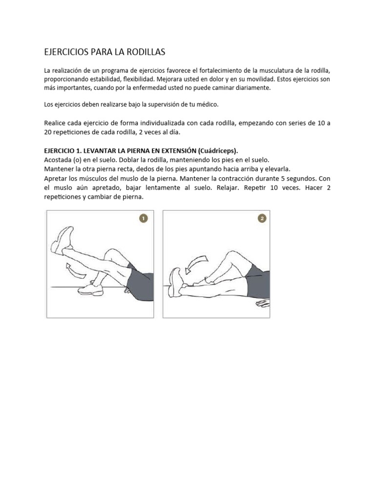 EJERCICIOS PARA LA RODILLA | PDF | Rodilla | Contracción muscular