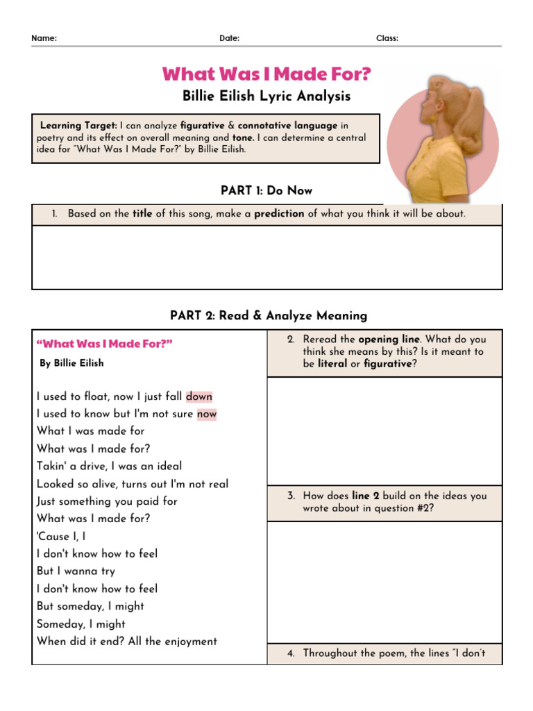 Billie Eilish Lyric Analysis - What Was I Made For_ | PDF
