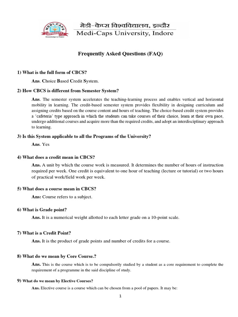 FAQ For Students | PDF | Course Credit | Academic Term