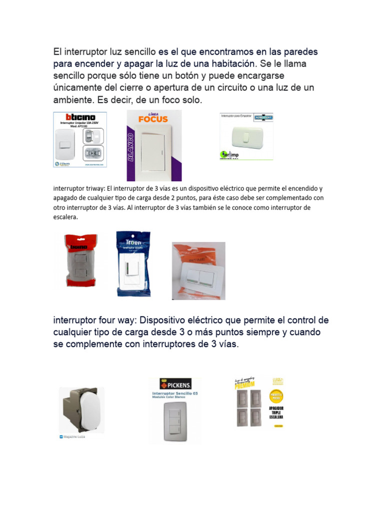 Tipos de Interruptores Eléctricos | PDF | Ciencia y matemáticas