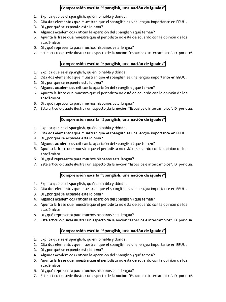 Spanglish: Lengua de Igualdad y Expansión | PDF | Lingüística