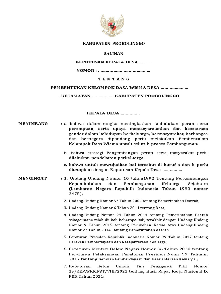 SK Pembentukan Dasa Wisma Desa 2023 | PDF