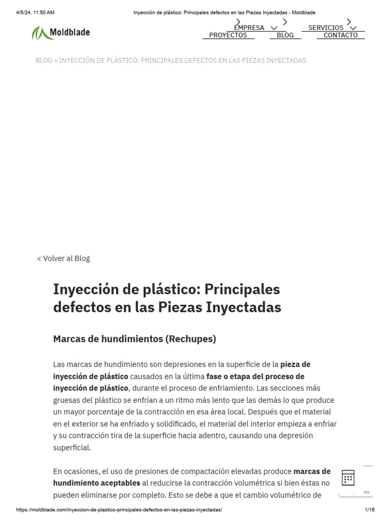 Inyección de Plástico - Principales Defectos en Las Piezas Inyectadas ...