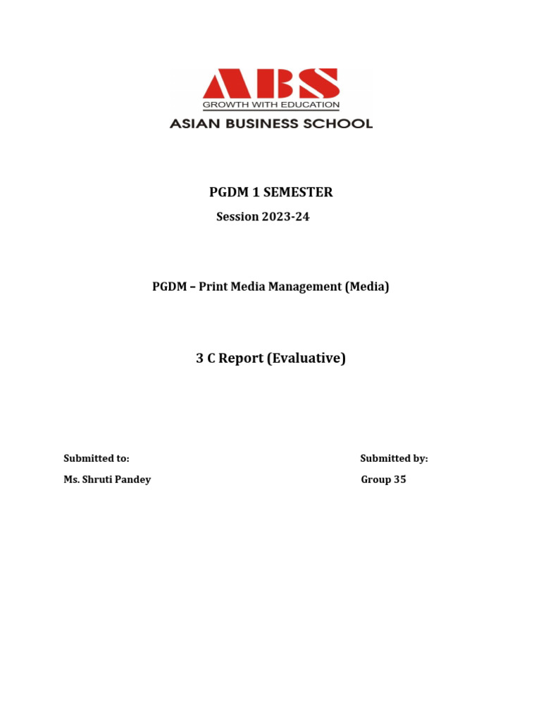 3C Report - Print Media - ToI-1 | PDF | Newspapers | News