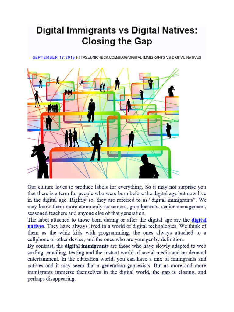 Digital Immigrants Vs Digital Natives Closing The Gap | Download Free PDF | Teachers | Learning