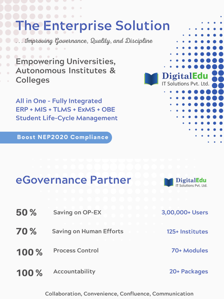 01 The Enterprise Solution - Integrated ERP+MIS+TLMS+ExMS+OBE PDF | PDF ...