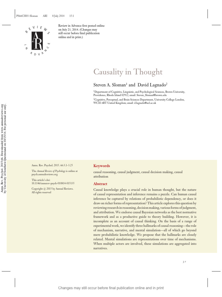 Sloman (2015) - Causality in Thought | PDF | Causality | Logic