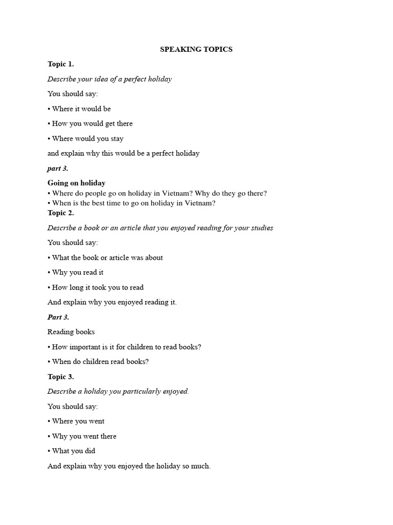 Speaking Topic b2.2 | PDF