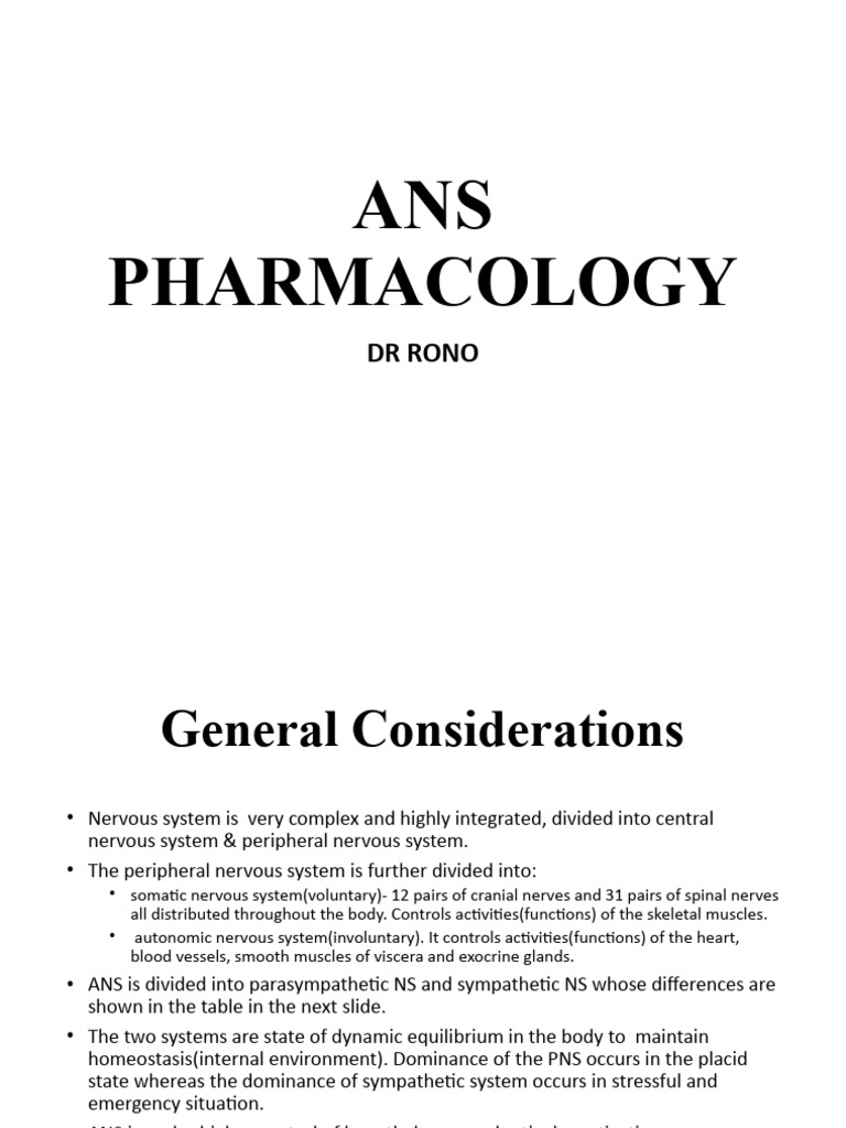 Ans Pharmacology | PDF | Acetylcholine | Neurotransmitter