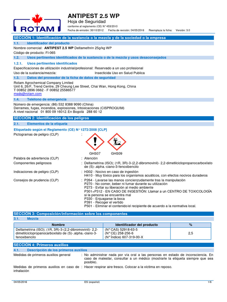 MSDS Antipest 2.5 WP | PDF | Química