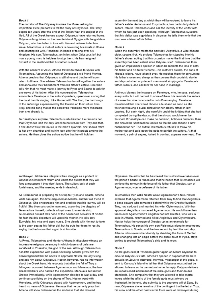 Odyssey - Summary | PDF | Penelope | Odysseus