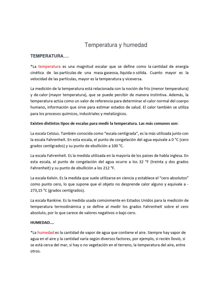 Temperatura y Humedad | PDF | Humedad | Temperatura