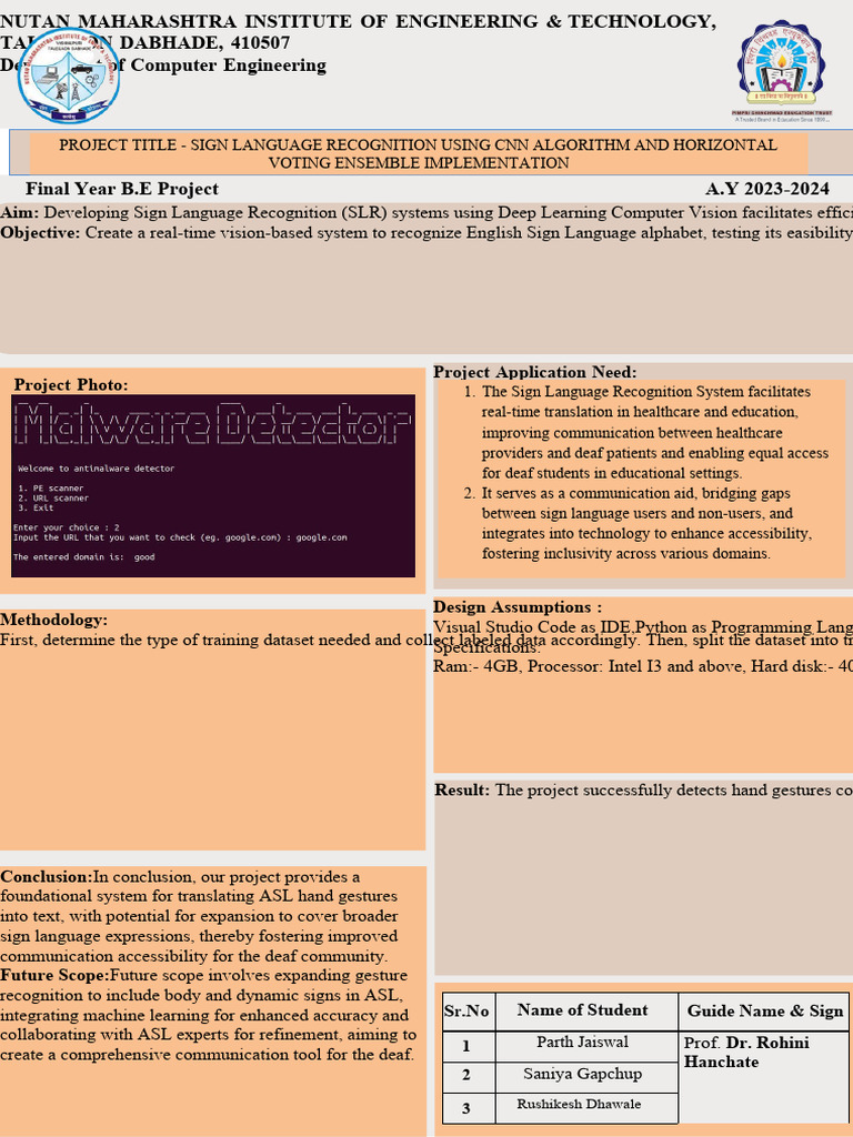 Project Chart | PDF | Sign Language | Communication