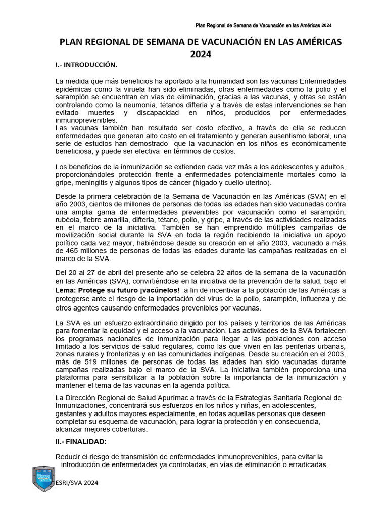 Plan de SVA 2024 | PDF | Vacunas | Vacunación