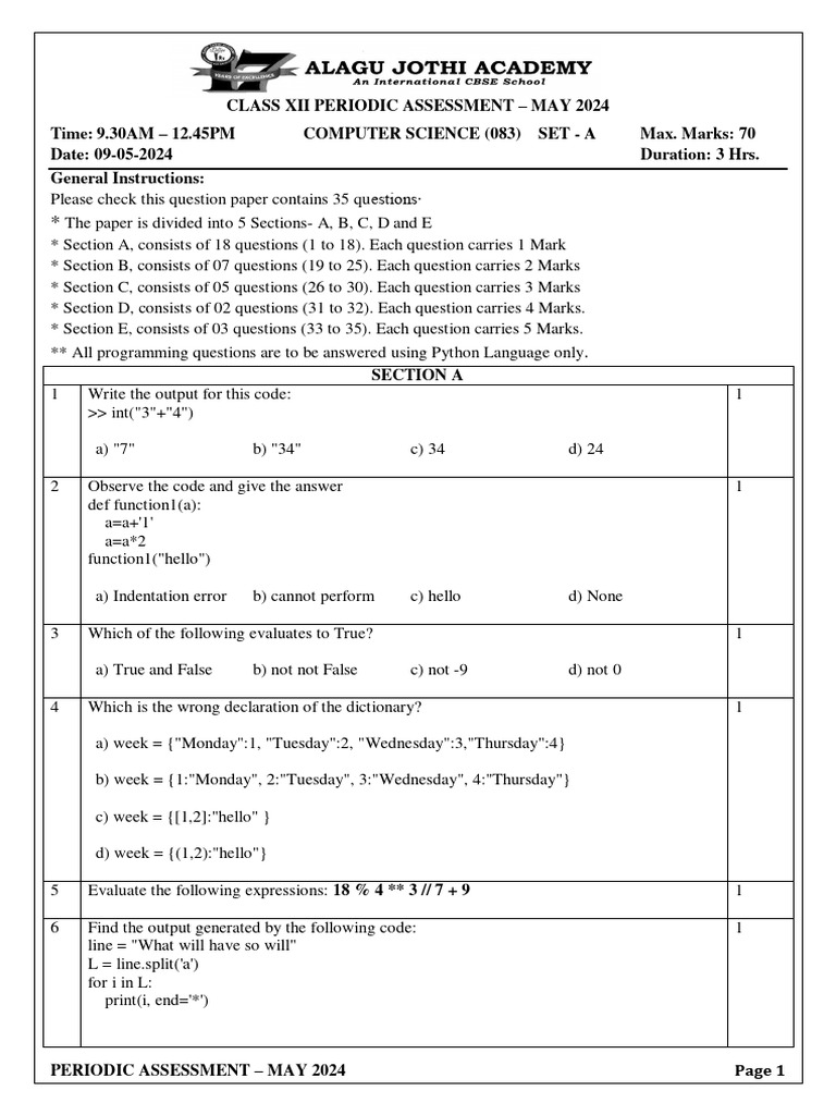 Xii Pt1 Set A Download Free Pdf Parameter Computer Programming Computer File