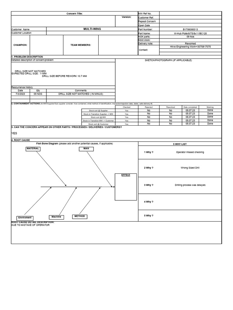 8D REPORT B1102870006 | PDF