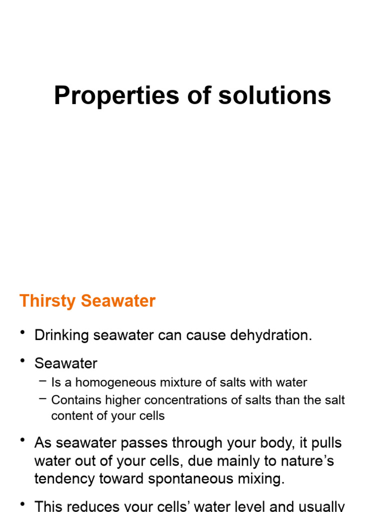 Properties of Solutions | PDF | Solubility | Solvation
