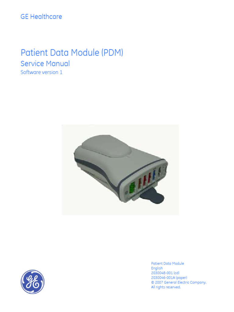 Patient Data Module (PDM) : Service Manual | PDF | Monitoring (Medicine ...