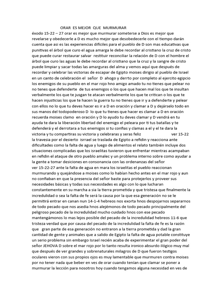 Orar Es Mejor Que Murmurar | Descargar gratis PDF | Moisés | Oración
