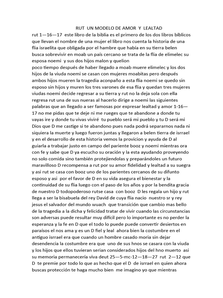 Rut Un Modelo de Amor y Lealtad Rut 1 | PDF | Rut (figura bíblica) | Libro de rut