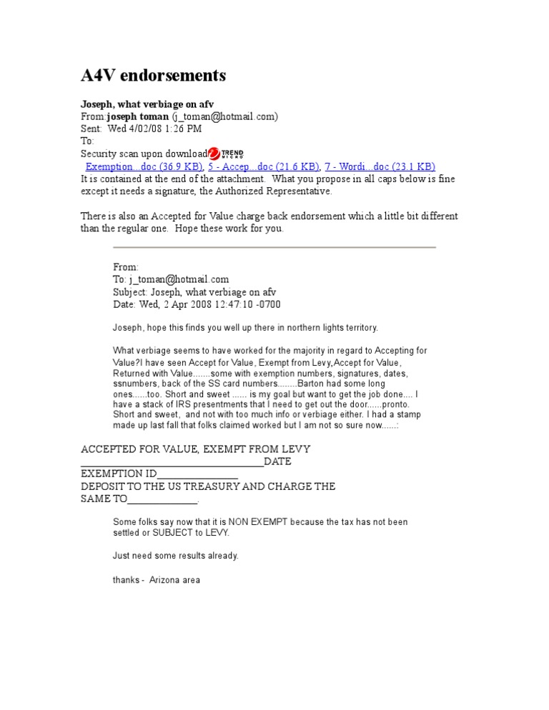 A4V Endorsement Guidelines and Examples | PDF