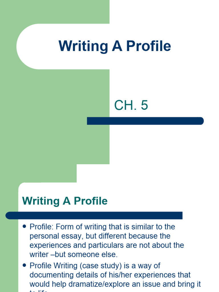 Writing A Profile CH.5 | PDF