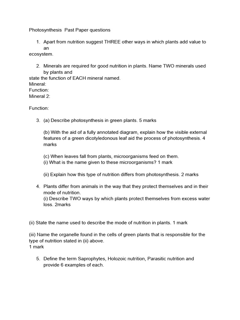 Past Paper REVISION Questions | PDF | Wellness | Science & Mathematics