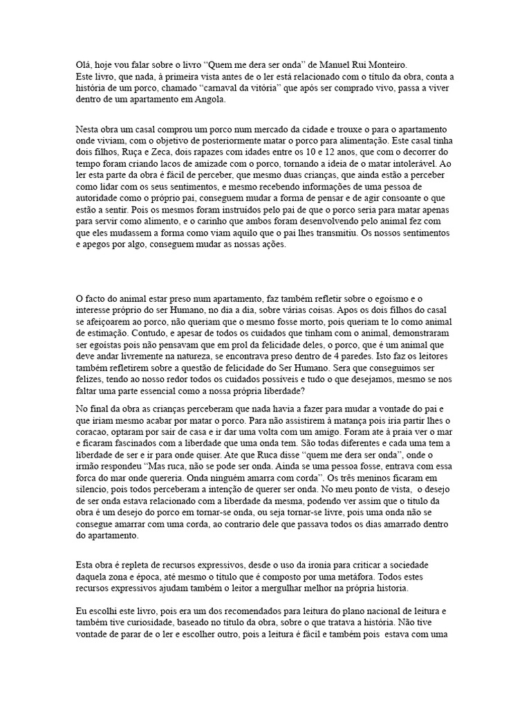 Livro Quem Me Dera Ser Onda | PDF | Liberdade