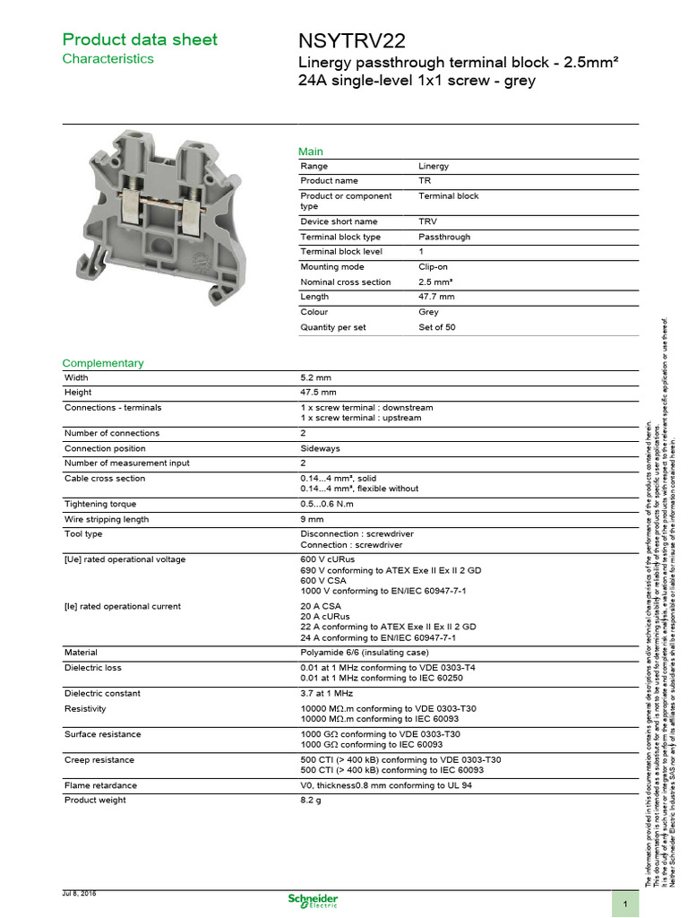 Schneider Nsytrv22 | PDF | Electromagnetism | Electrical Components
