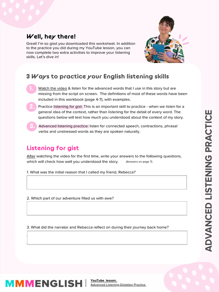 Listening Workbook FILLABLE | PDF | English Language | Word