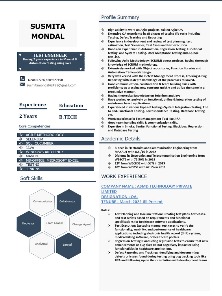 Sushmita May New Updated Resume | PDF | Software Testing | Databases