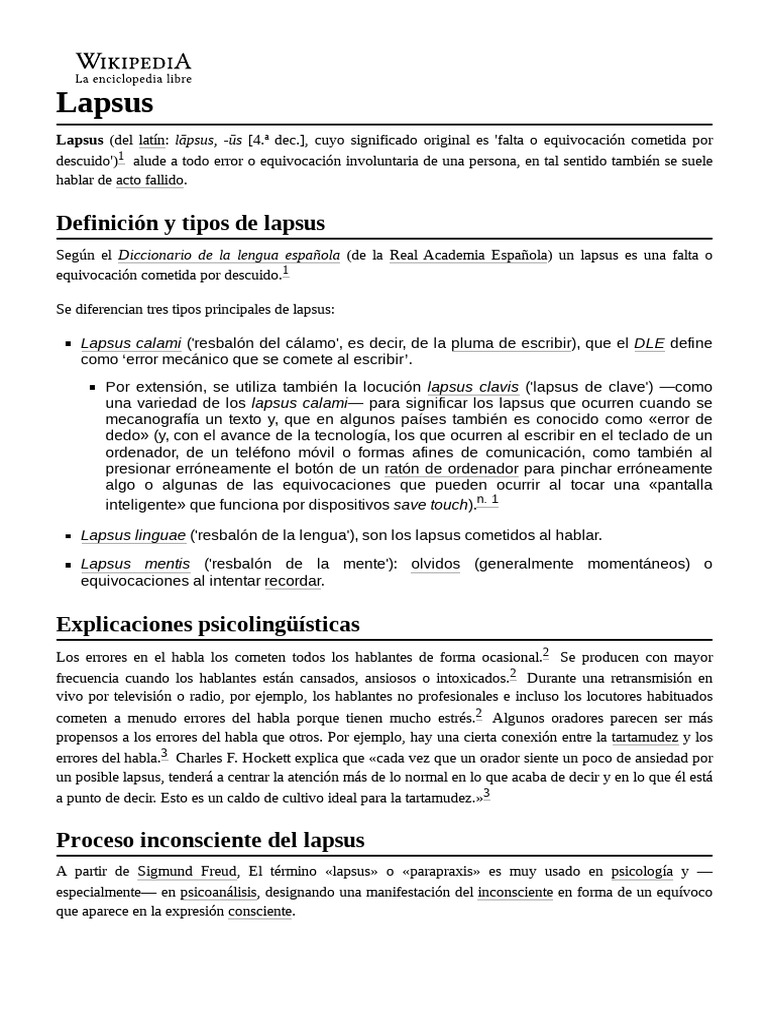 Lapsus | PDF | Psicoanálisis | Sigmund Freud