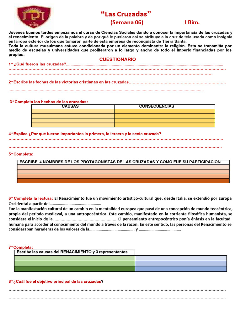 Sem06-2° Las Cruzadas | PDF | Cruzadas | Renacimiento