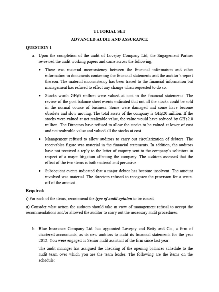 2021 June Tutorial Set Questions - Audit | PDF | Audit | Auditor's Report