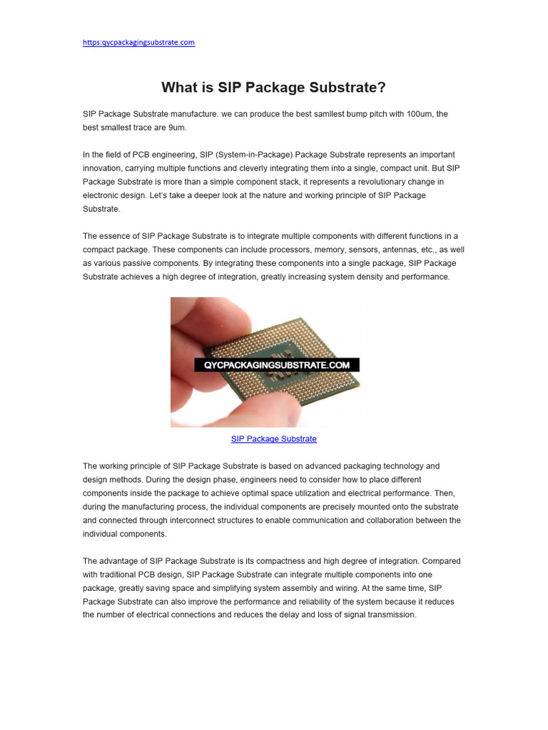 SIP Package Substrate Manufacture | Download Free PDF | Printed Circuit ...