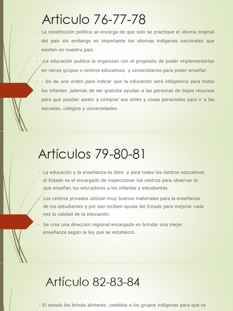 Articulo 76-77-78 Power Point | PDF | Enseñando | Estado (política)