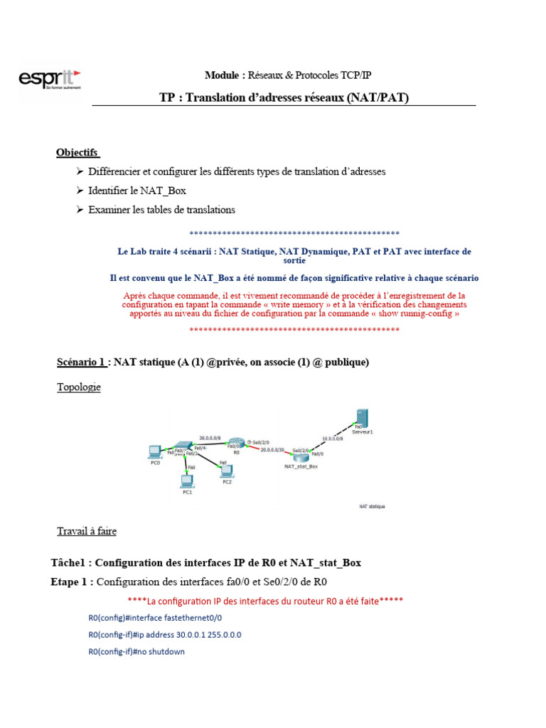Configuration NAT/PAT en TCP/IP | PDF | Adresse IP | Protocoles Internet