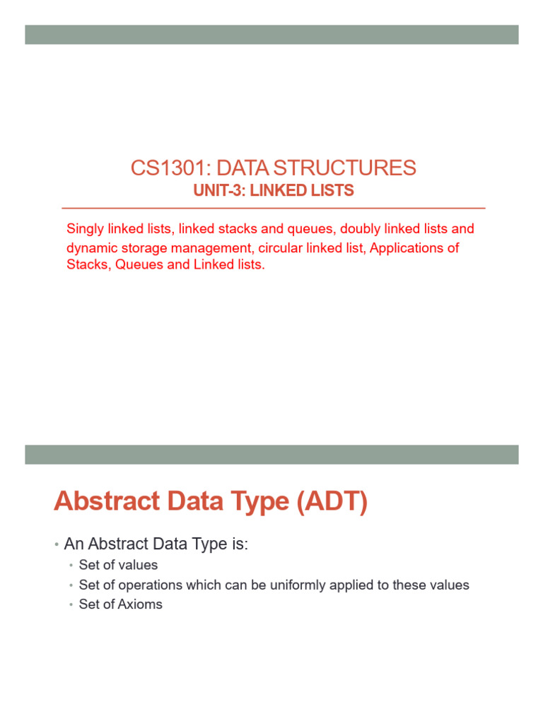 Unit 3 Linked Lists Pdf Queue Abstract Data Type Algorithms And Data Structures