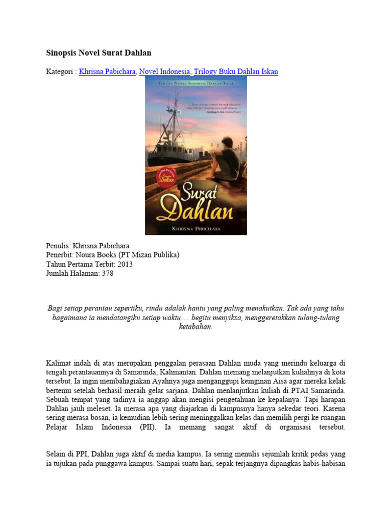 Sinopsis Novel Surat Dahlan | PDF