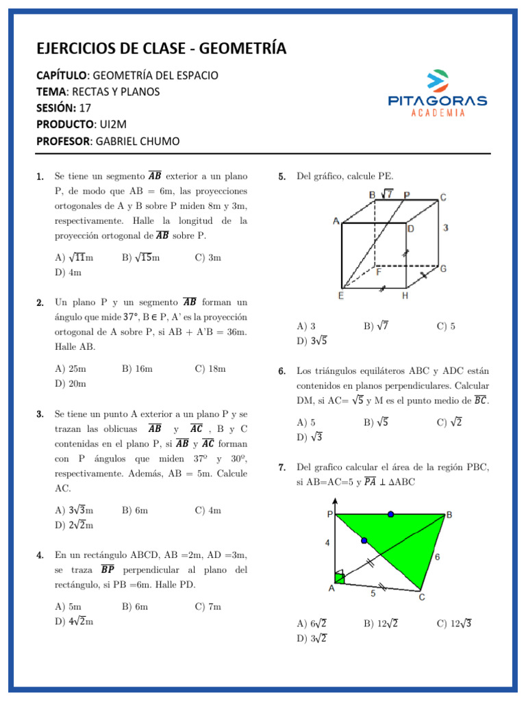 Ej17 - Rectas y Planos | PDF | Rectángulo | Perpendicular