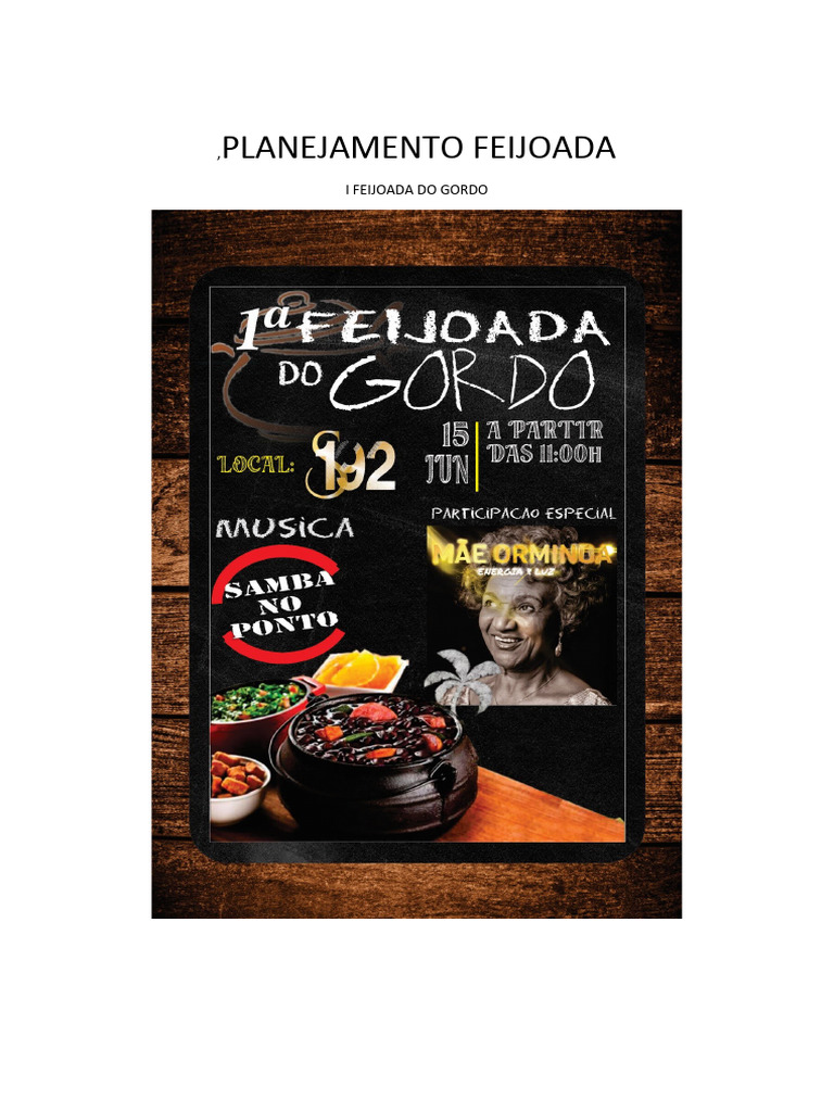 Planejamento Feijoada | PDF | Marketing | Planejamento