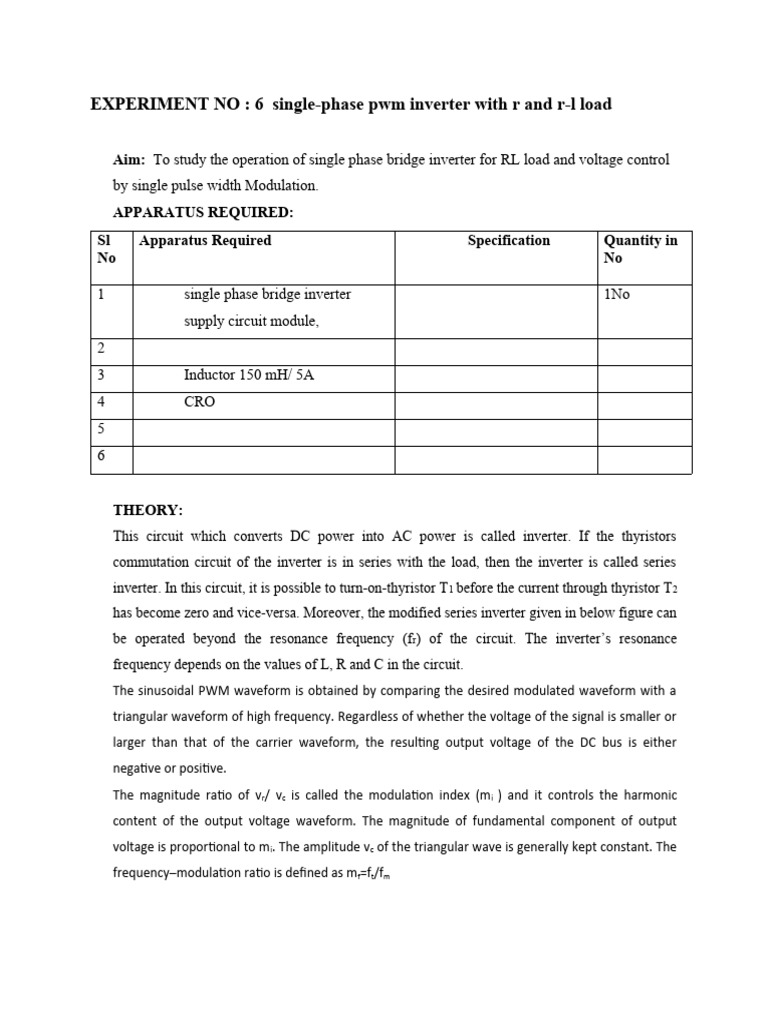 Exp 6 - Ref | PDF | Power Inverter | Telecommunications Engineering