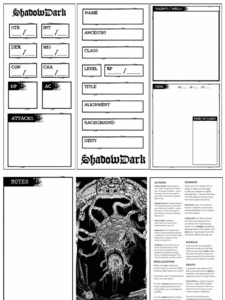 Shadowdark Trifold Character Sheet | PDF