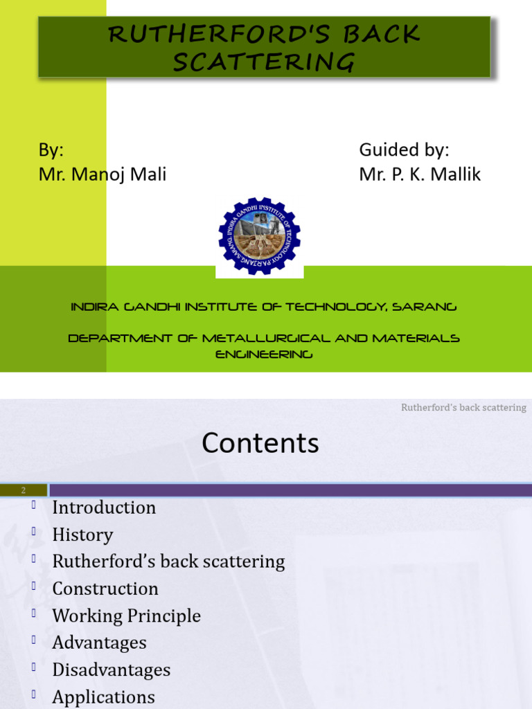 Rutherford's Back Scattering | PDF | Physical Chemistry | Physics